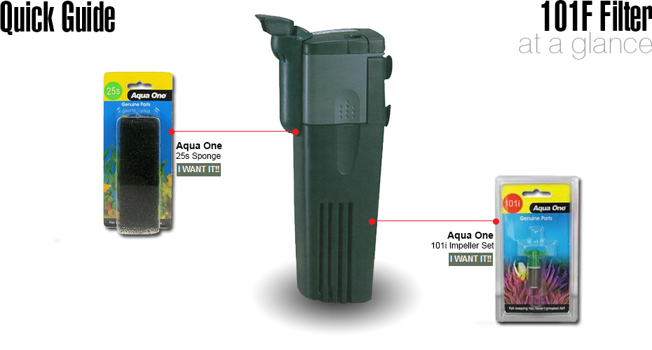 Aqua One 101f Internal Filter Spare Parts & Accessories | Aqua One Parts